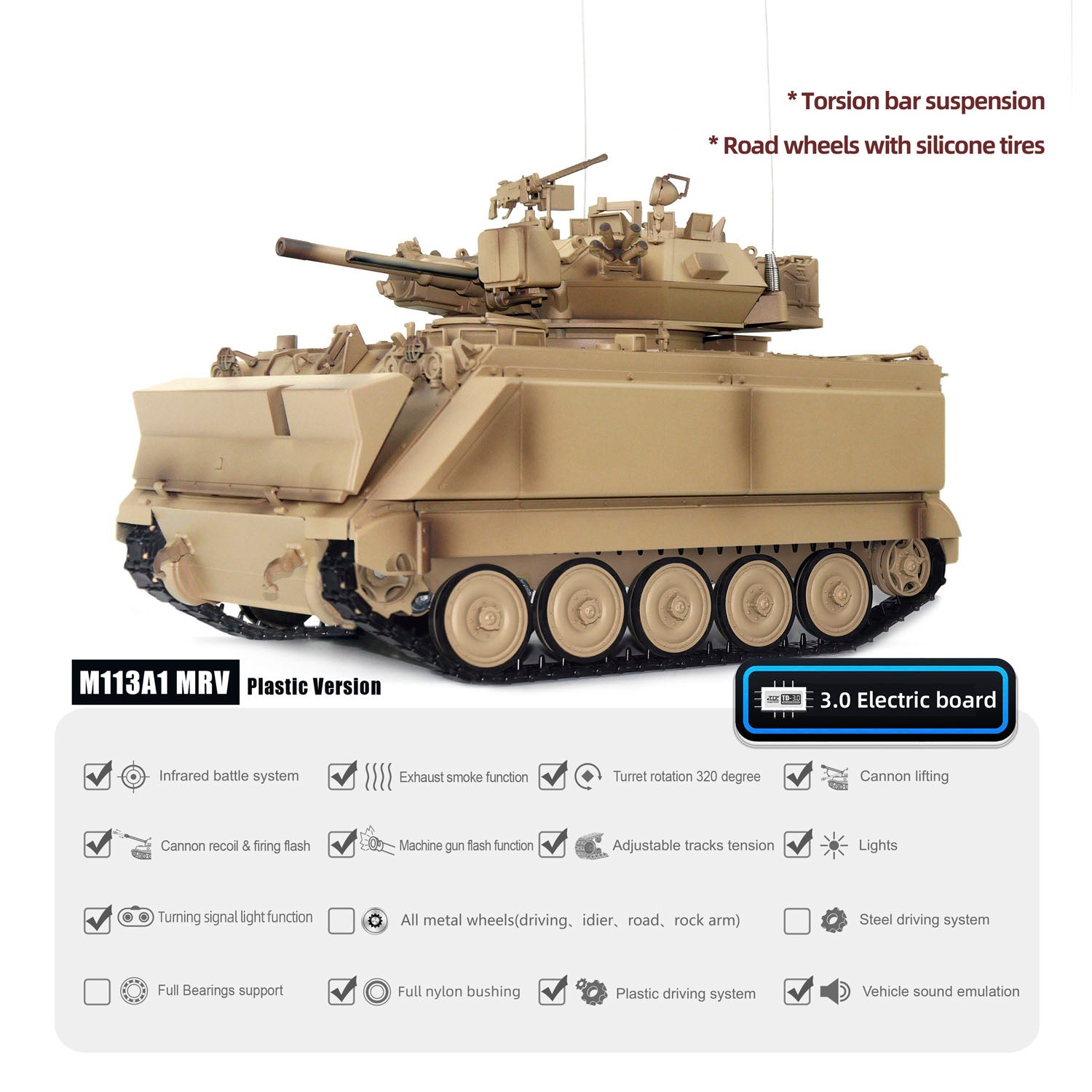 Pre-order TD 1/16 RC Military Tank M2412-A M113A1 MRV 320 Turret Rotar – Toucan RC Hobby