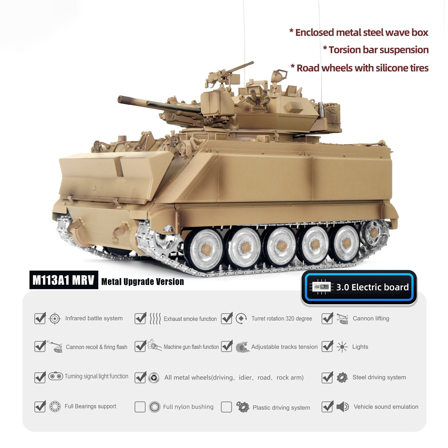 Pre-order 1/16 Tongde Remote Control Tank M2412-A M113A1 MRV Infrared ...