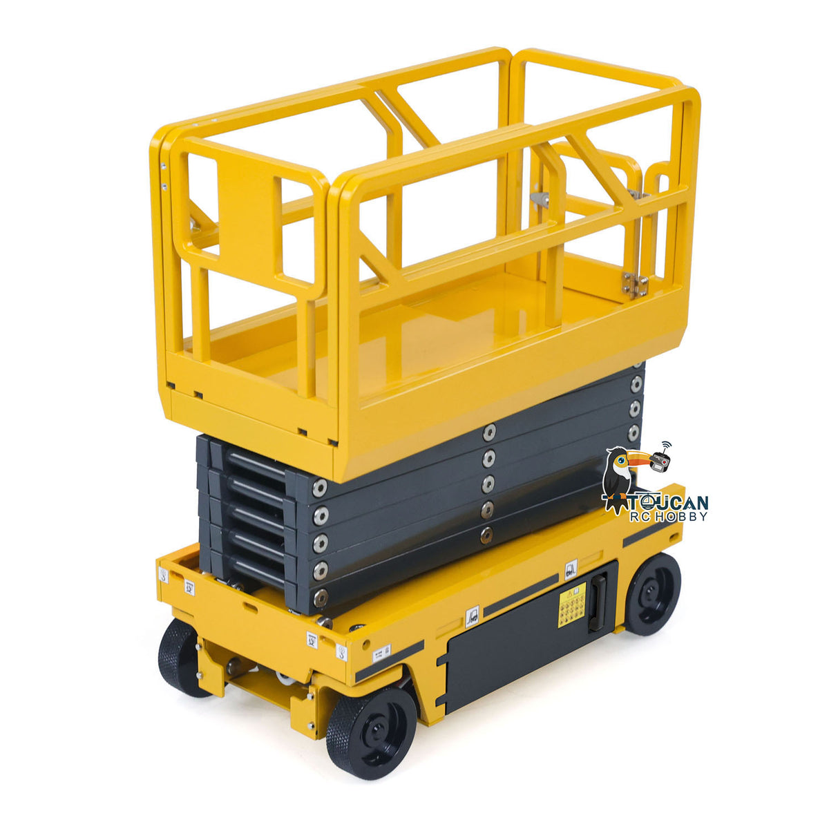 1/14 CUT Metal RC Hydraulic Scissor Lift Platform Self-propelled Warni ...