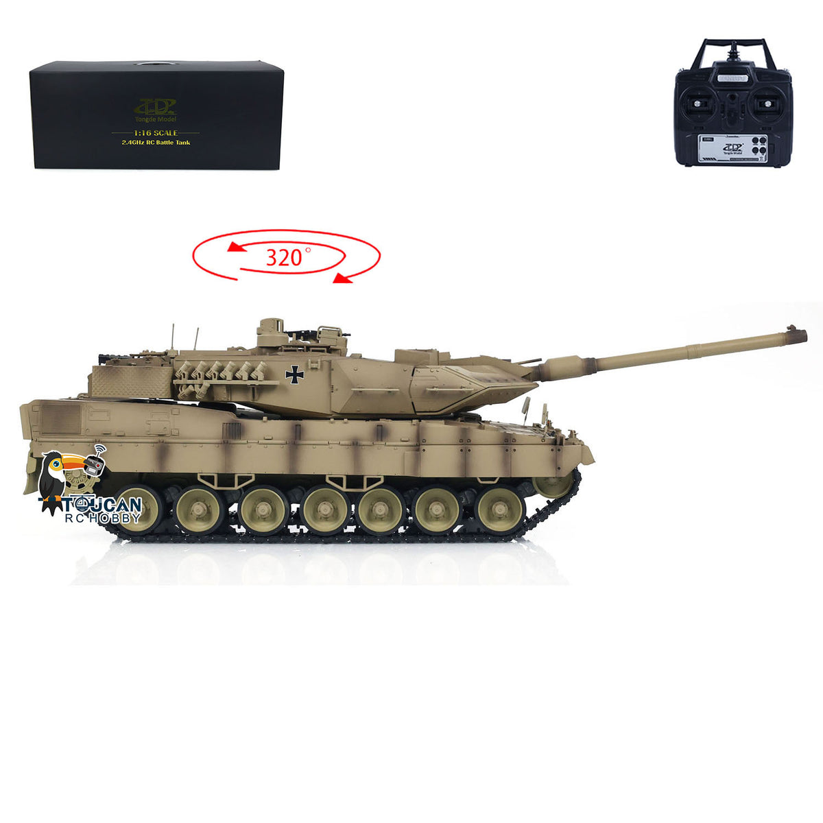 Tongde Model Toys 1/16 RC Infrared Battle BB Tank Leopard2A7 Barrel Re ...