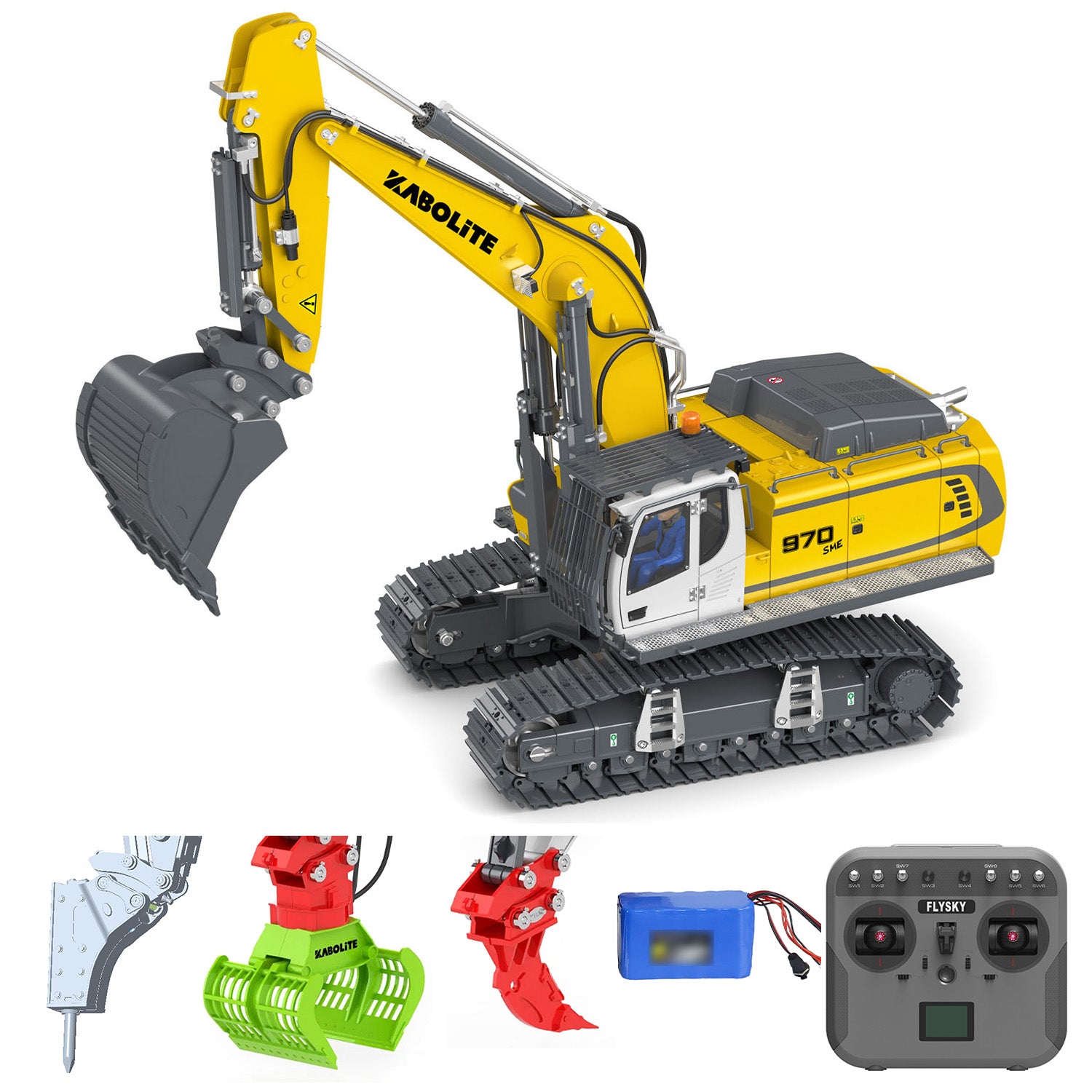 1/18 Kabolite 5901 100S Electric Lifting RC Excavator Flysky Remote Co ...