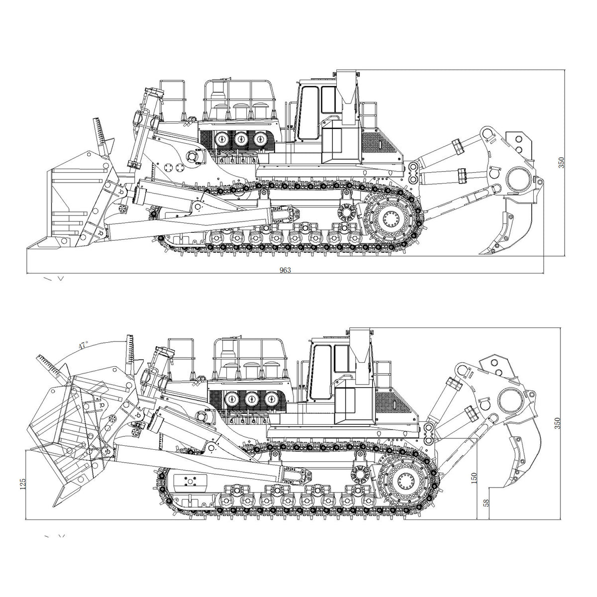 1/14 JDM Model D575 Heavy Hydraulic Bulldozer 575 Painted Assembled Do ...